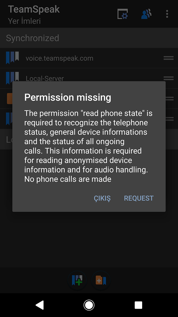 Permission - Mobile - TeamSpeak
