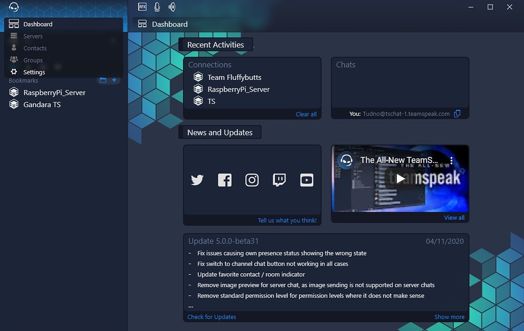 TeamSpeak 5.0.0-beta31 - Announcements - TeamSpeak