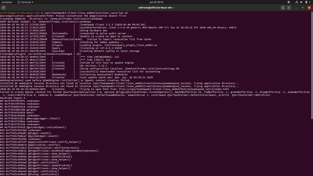 My Client Does Crash On Start On Linux Opengl Context Creation Failed Teamspeak 3 Client 3965