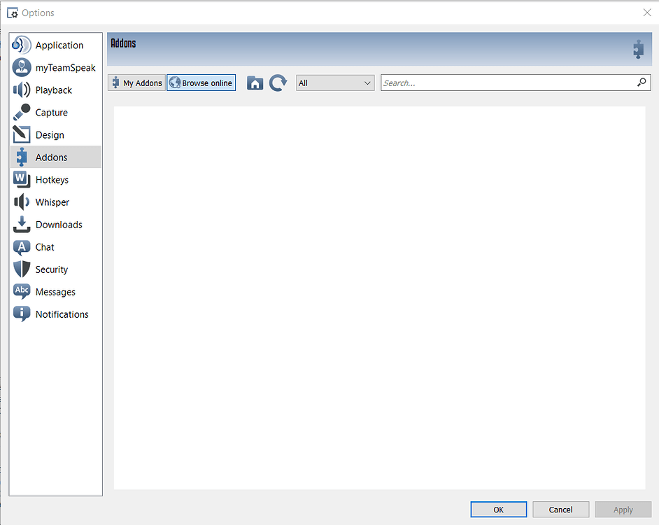 Addon Browser on TS3 - Browse Online does not show anything - TeamSpeak ...
