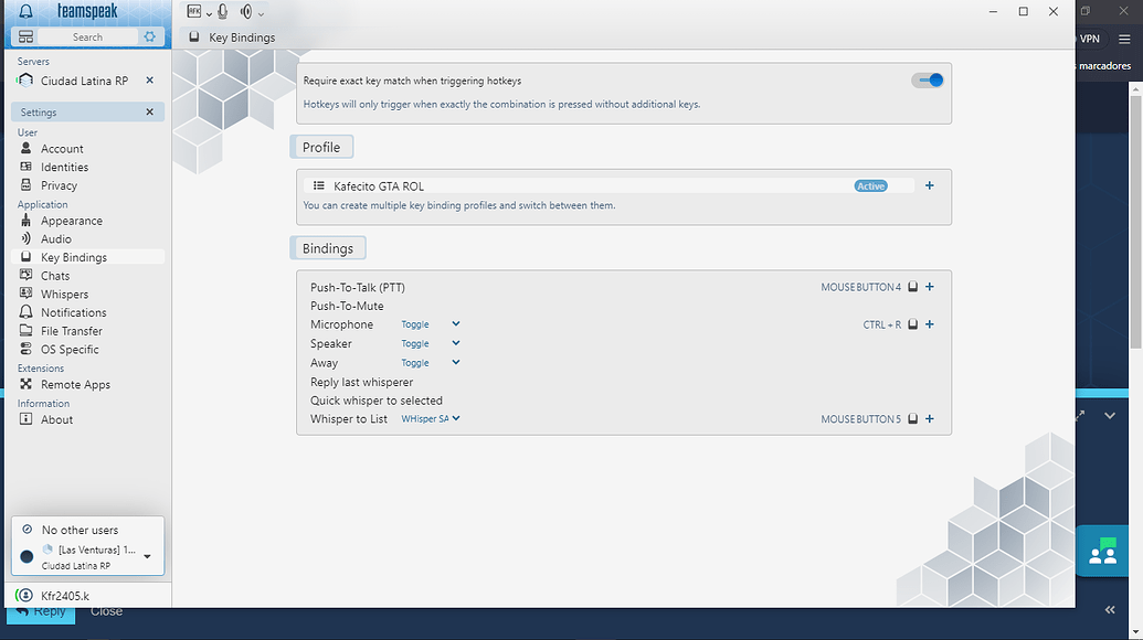 I need help, how can I change of channel with hotkey on TS5 new client ...