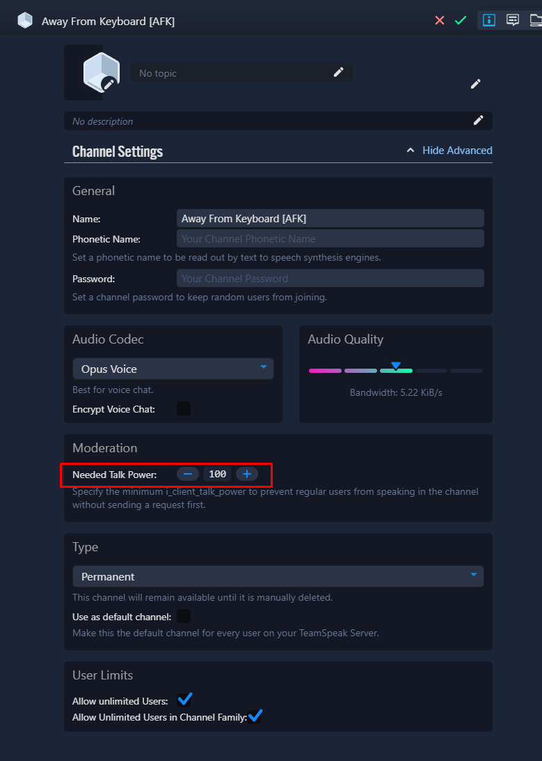 How can I create an AFK Room - TeamSpeak 6 Client - TeamSpeak Community
